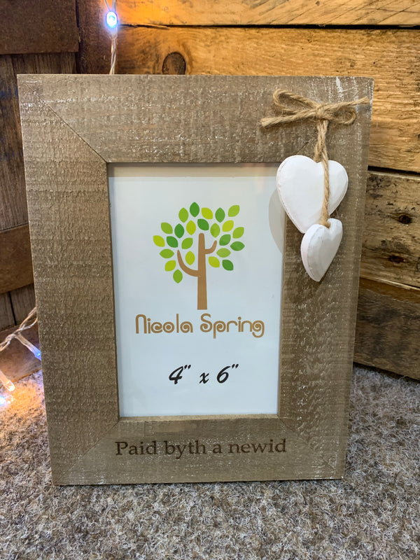 Wooden frame with laser engraved Welsh words - Cain Online
